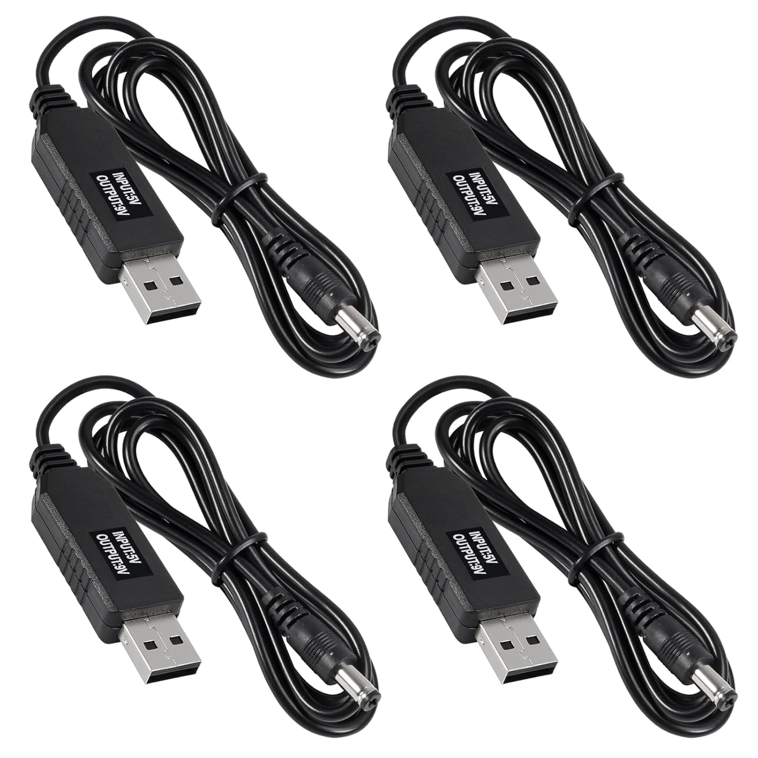 4pcs 5V to 9V USB Voltage Step Up Converter Cable Power Supply With 5 ...