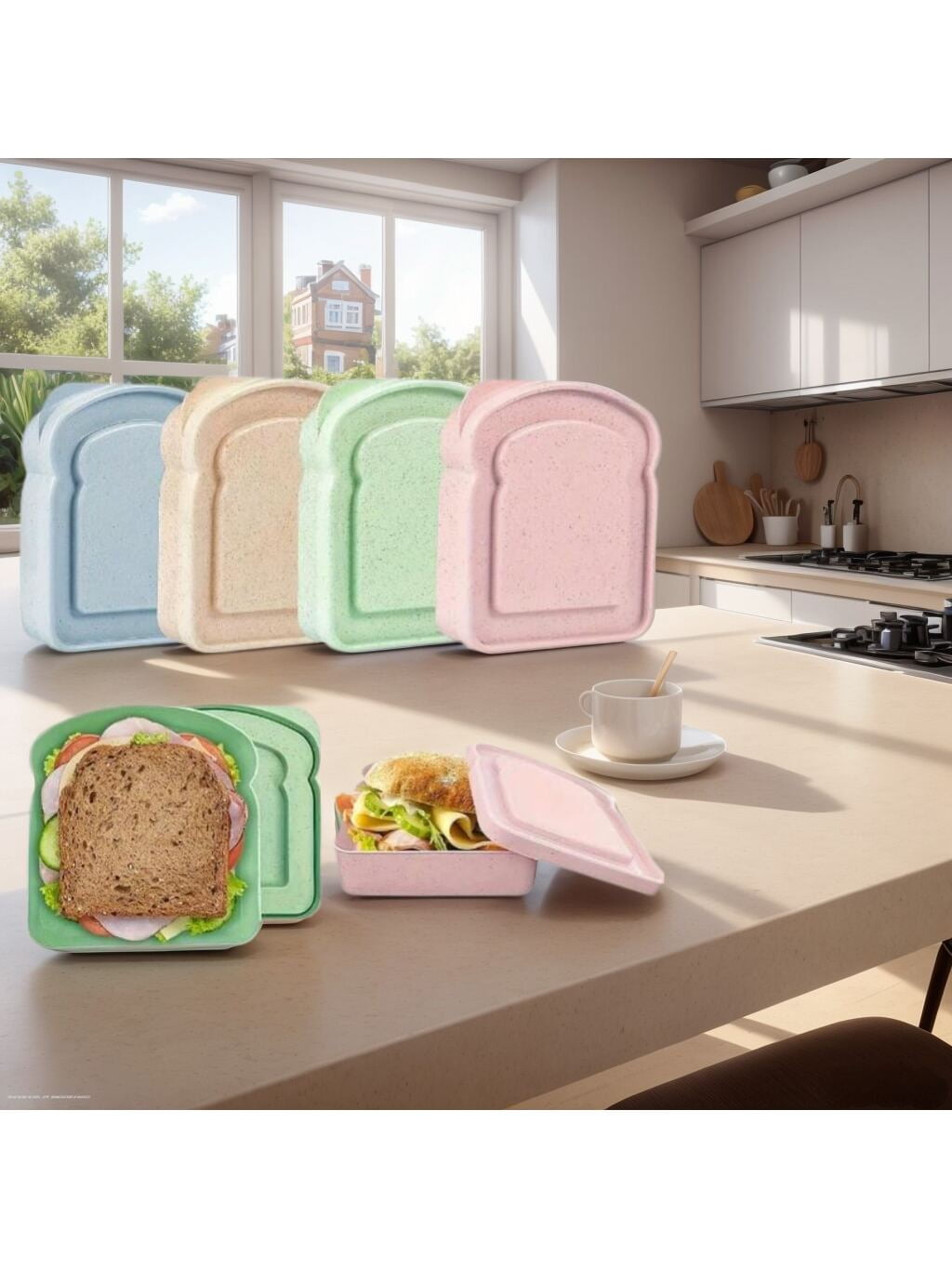/4pcs, 5in/12.7cm Sandwich Bento Box, Sandwich Container, Plastic ...