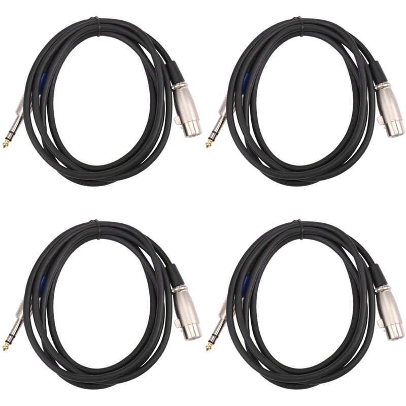 4pcs 6.35mm 1/4 Inch TRS to XLR Male to Female Cable 3 Pin Female Plug ...