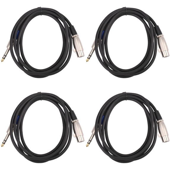 4pcs 6.35mm 1/4 Inch TRS to XLR Male to Female Cable 3 Pin Female Plug ...