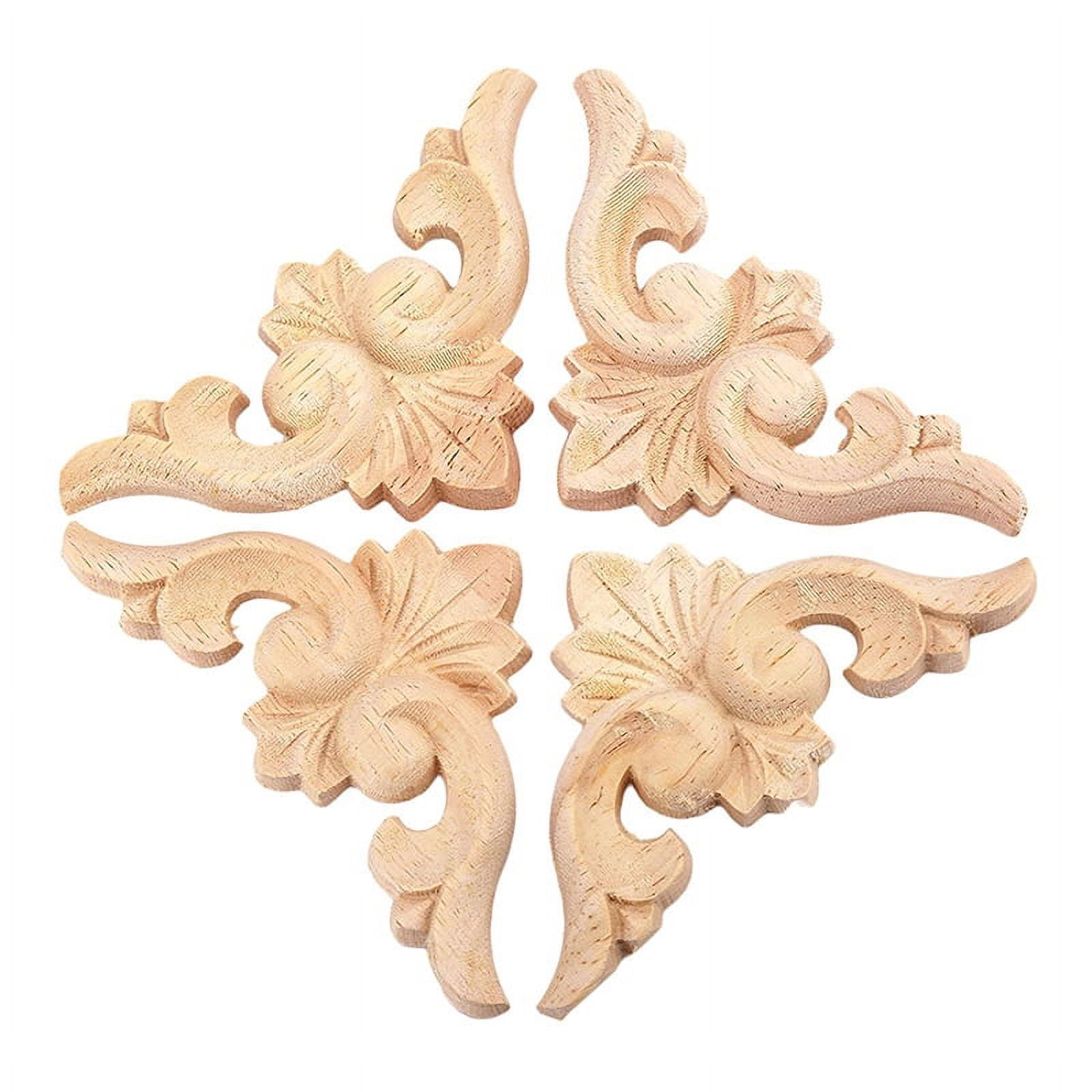 4pcs 6*6cm European Style Wood Carved Corner Onlay Applique Furniture ...