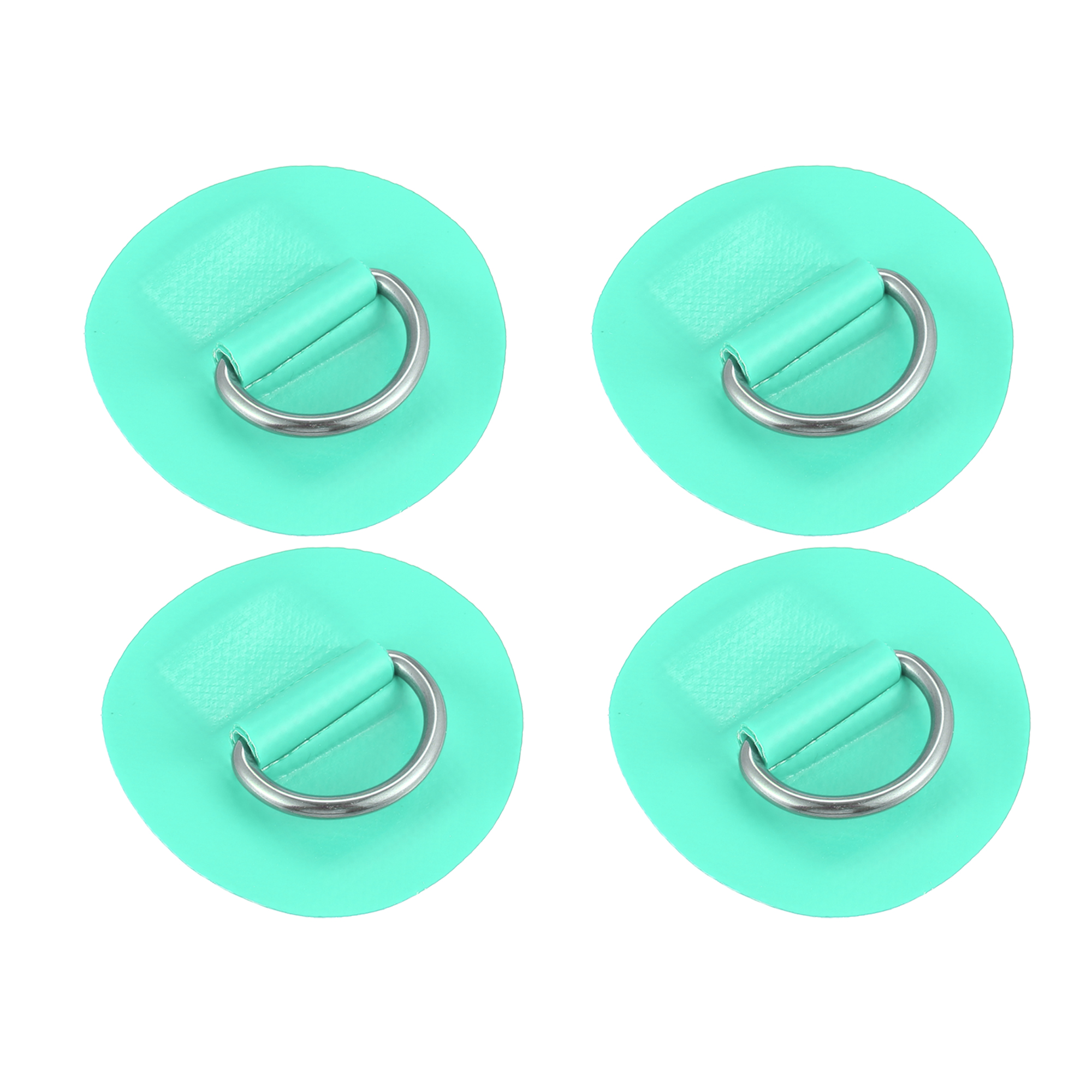 4pcs 6cm Green D Ring Patch PVC Stainless Steel Round Shape D Ring Pads ...