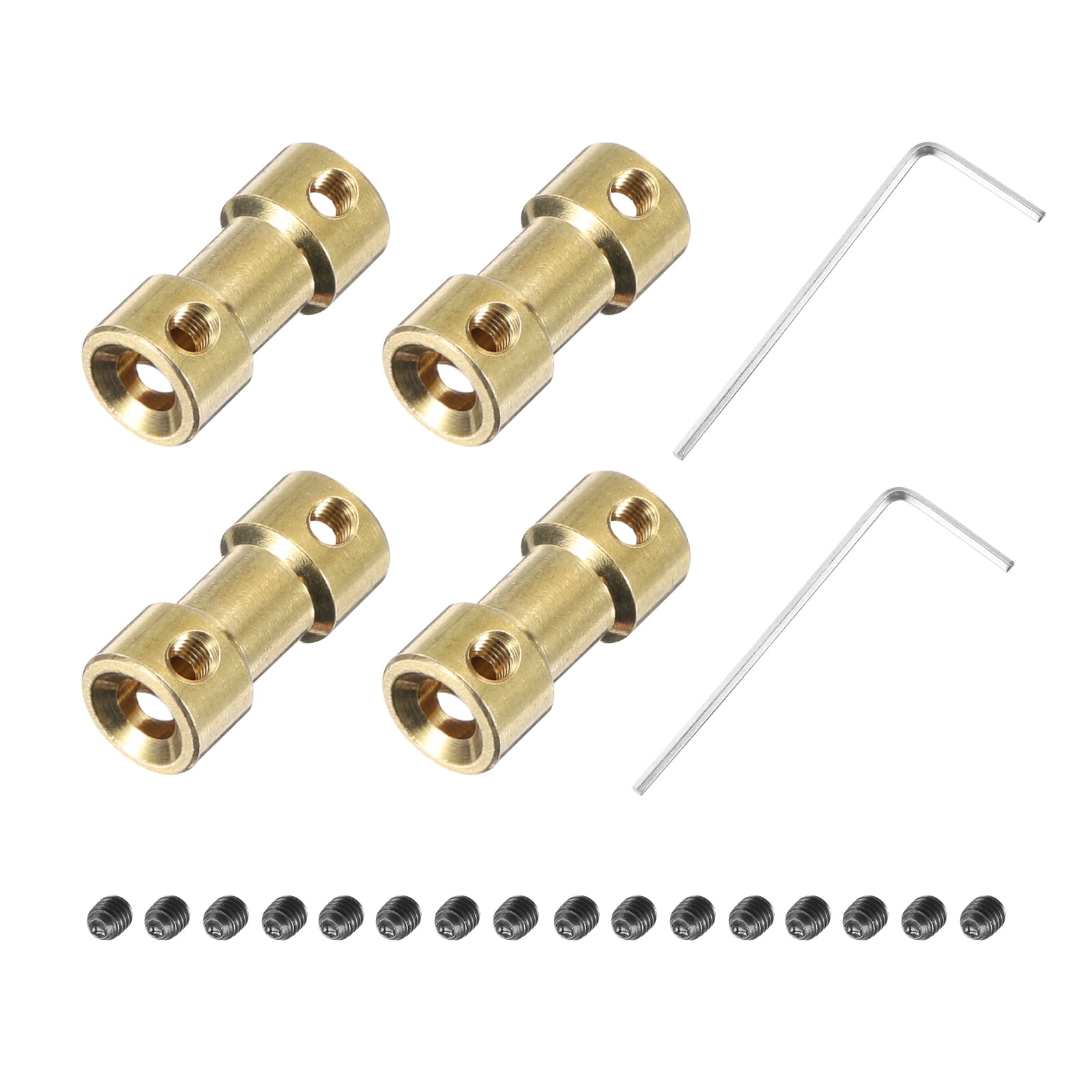 4pcs 6mm to 6mm Brass Shaft Coupling Joint Connector with Screws and ...