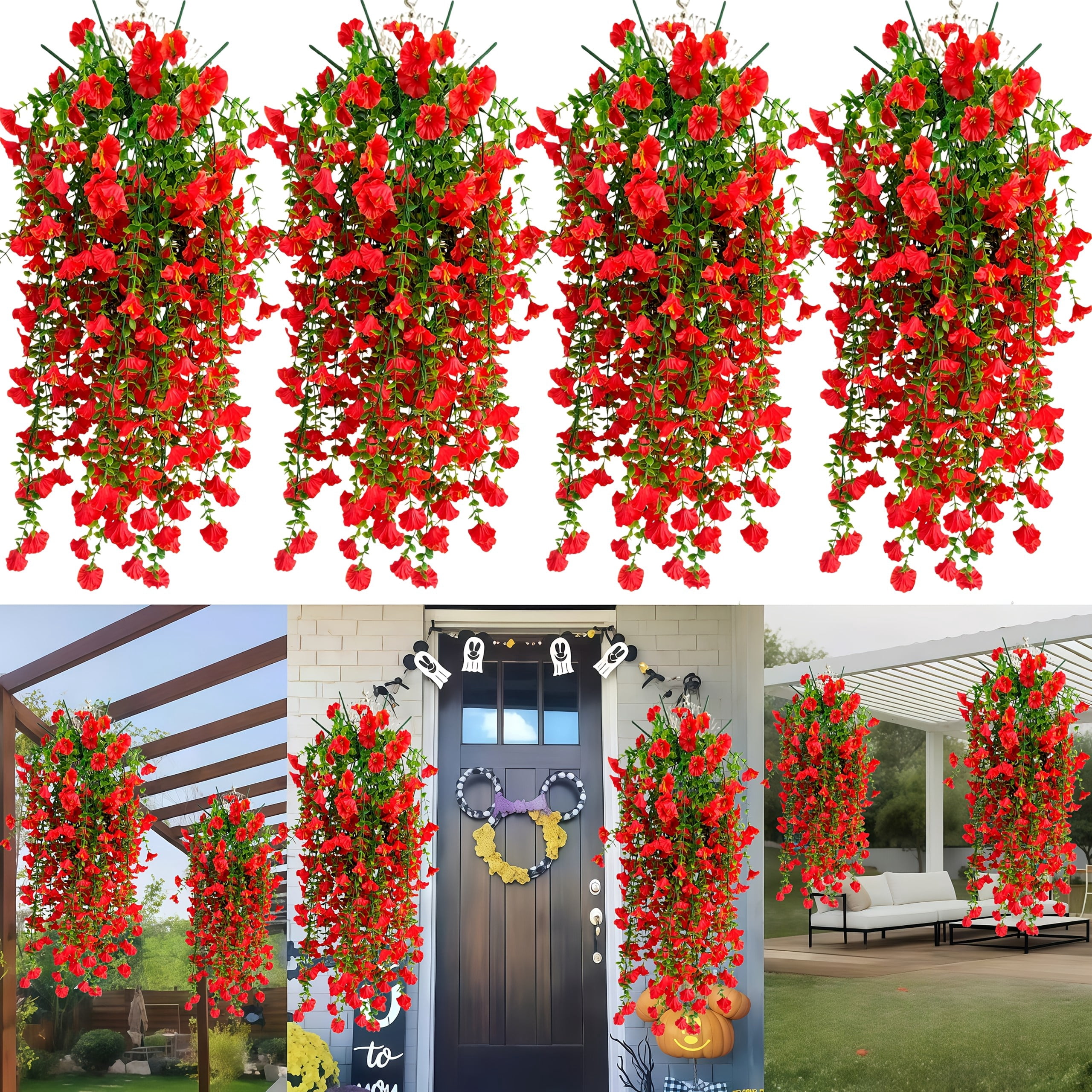4pcs 7‑Color Outdoor Artificial Flowers, UV‑Resistant Eucalyptus ...