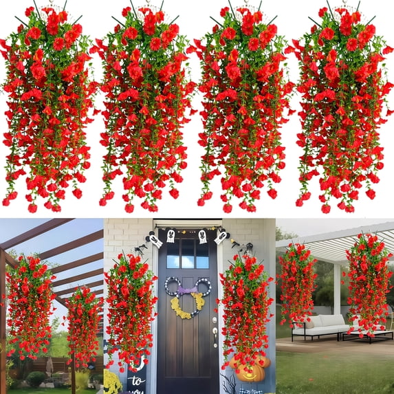 4pcs 7‑Color Outdoor Artificial Flowers, UV‑Resistant Eucalyptus ...