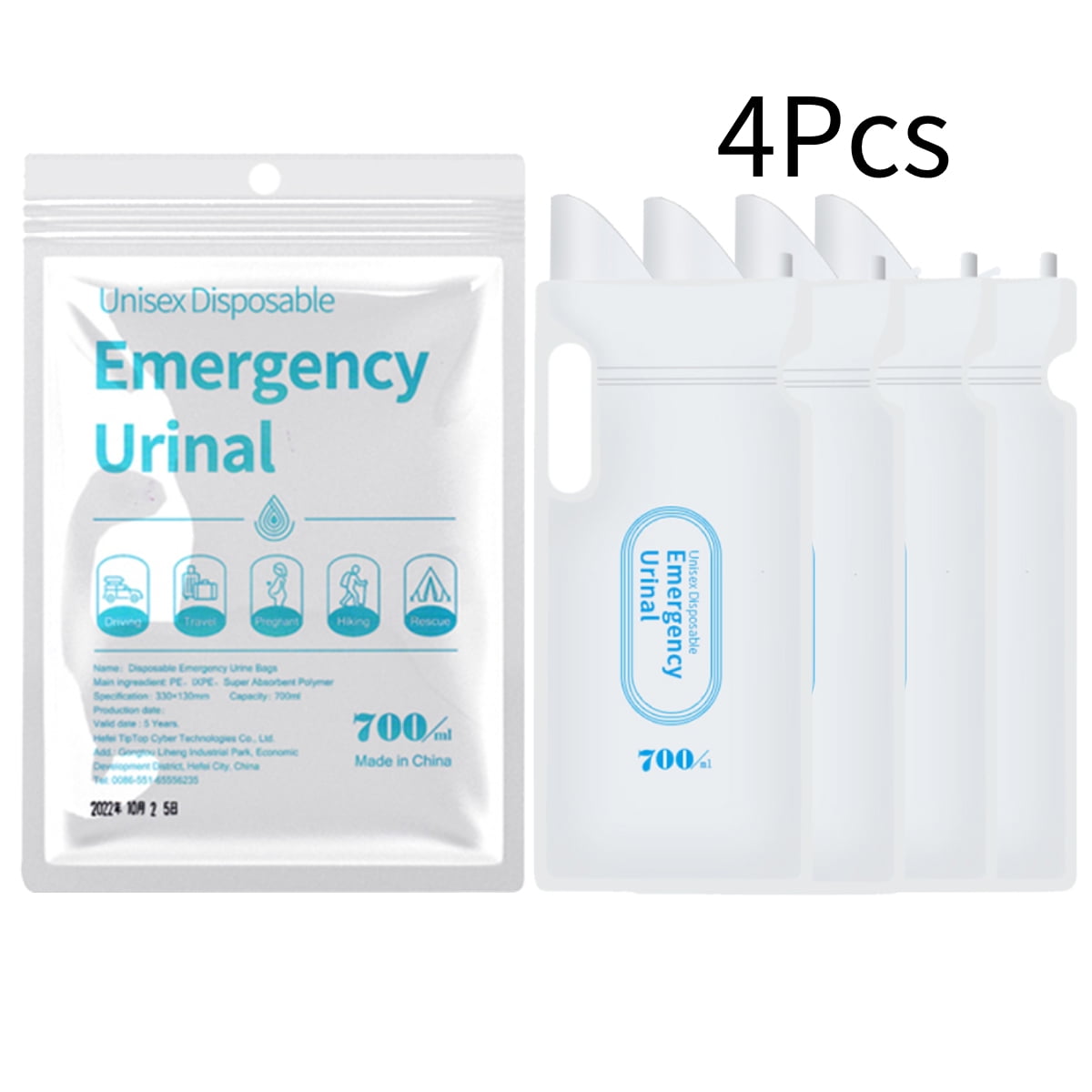 4pcs 700ML Disposable Urine Bags, Travel Pee Bags Unisex Urinal Bag ...