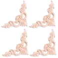 4pcs 8*8cm Wood Carved Corner Onlay Furniture Home Decorations ...