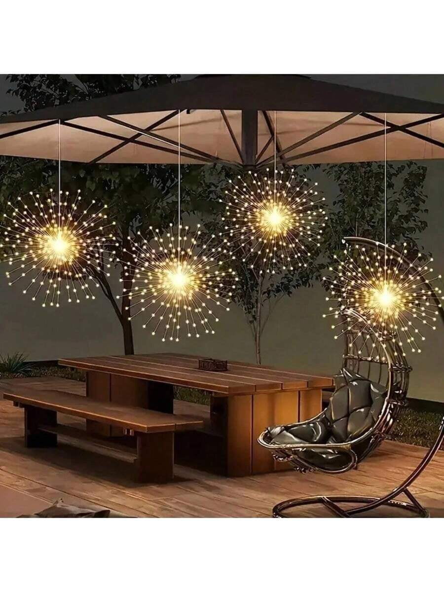 4pcs/8pcs Solar Outdoor Explosion Star Lights (240/400 LED) - Motion ...