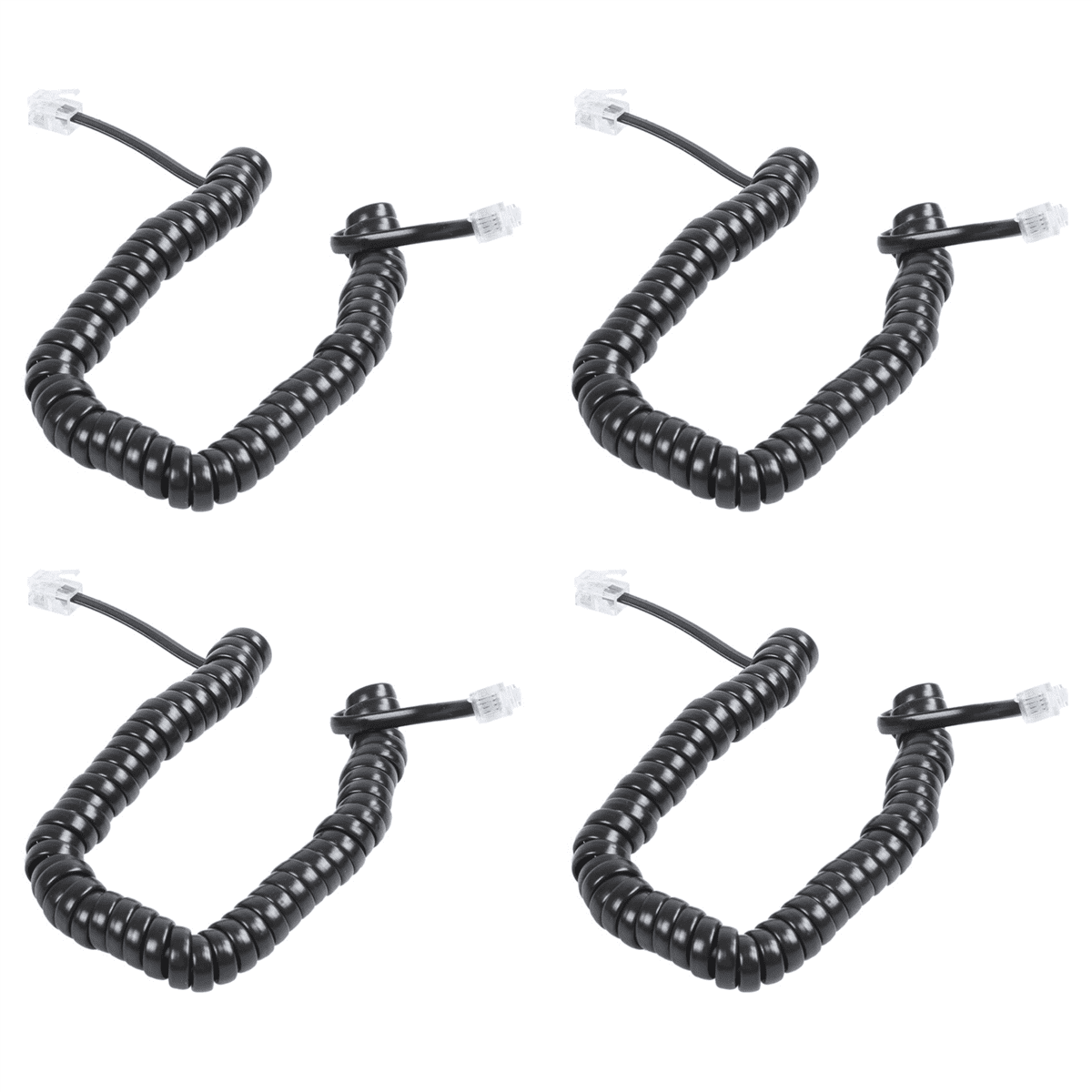 4pcs 9.3 Inch Black RJ9 Telephone Phone Modem Coil Line Cord Cable ...