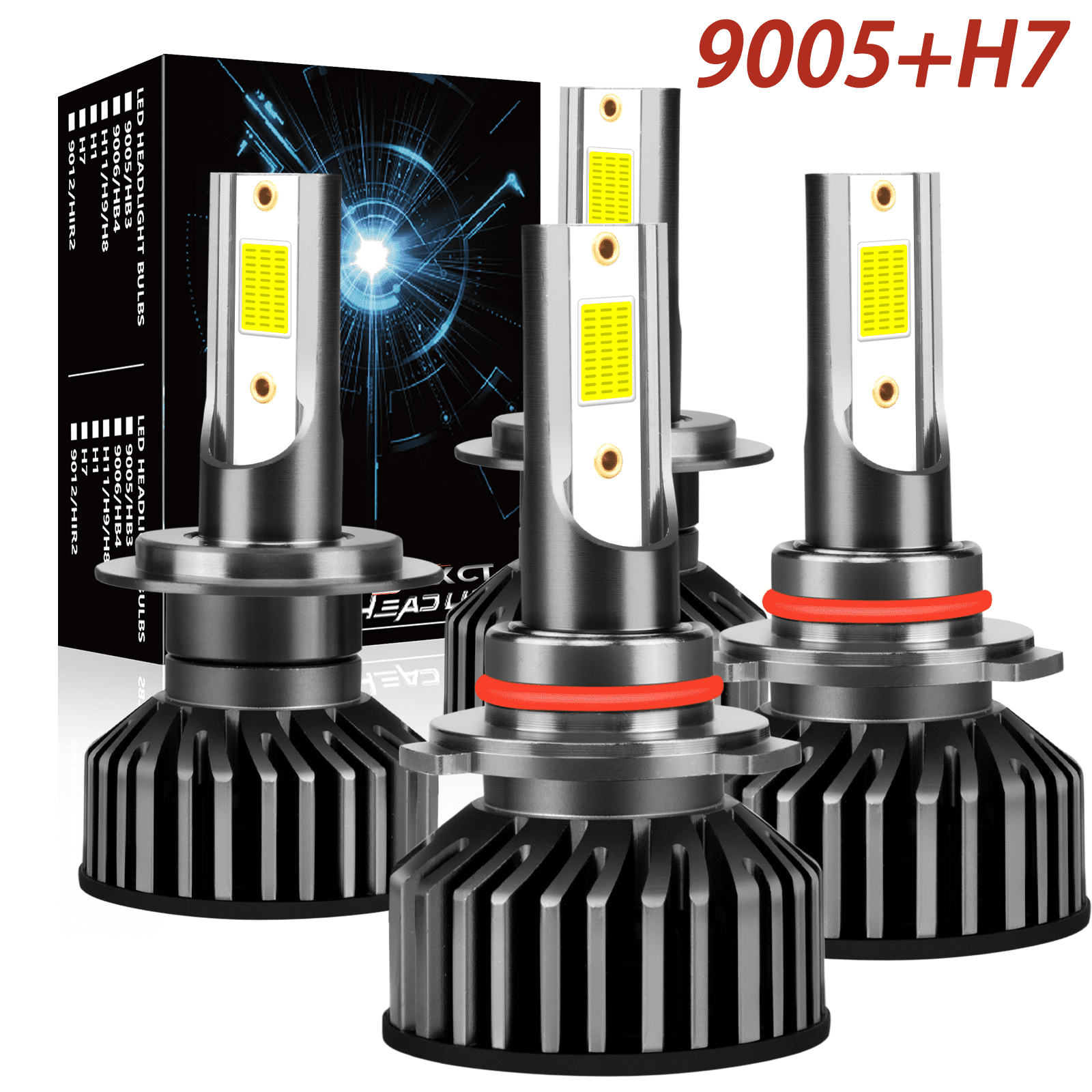 4pcs 9005 H7 White Bulbs 12v LED Headlight High Low Beam For Lincoln ...