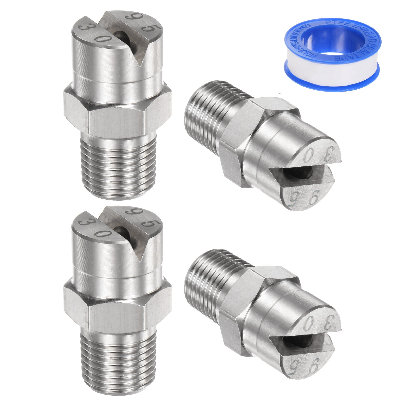 4pcs 95 Degree Flat Fan Spray Tip 3.6mm Dia. 1/8BSPT Male Stainless ...