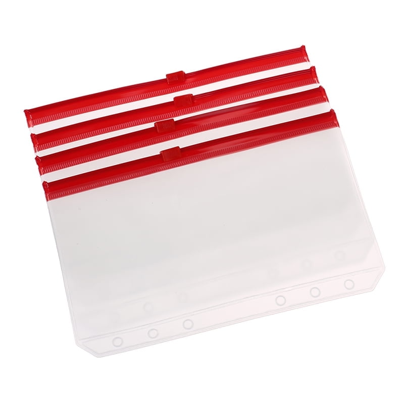 4pcs A6 6-Hole Binder Pockets Waterproof PVC Envelopes Zipper Binder ...