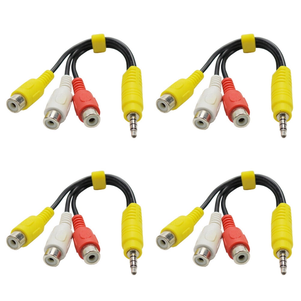 4pcs AV Audio Splitter RCA Cable Extension Cable 3-way Splitter Audio ...