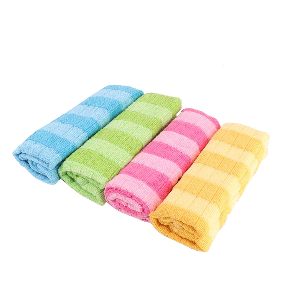 4pcs Absorbent Non-sticky Microfiber Dish Cloth Towel Kitchen Cleaning ...