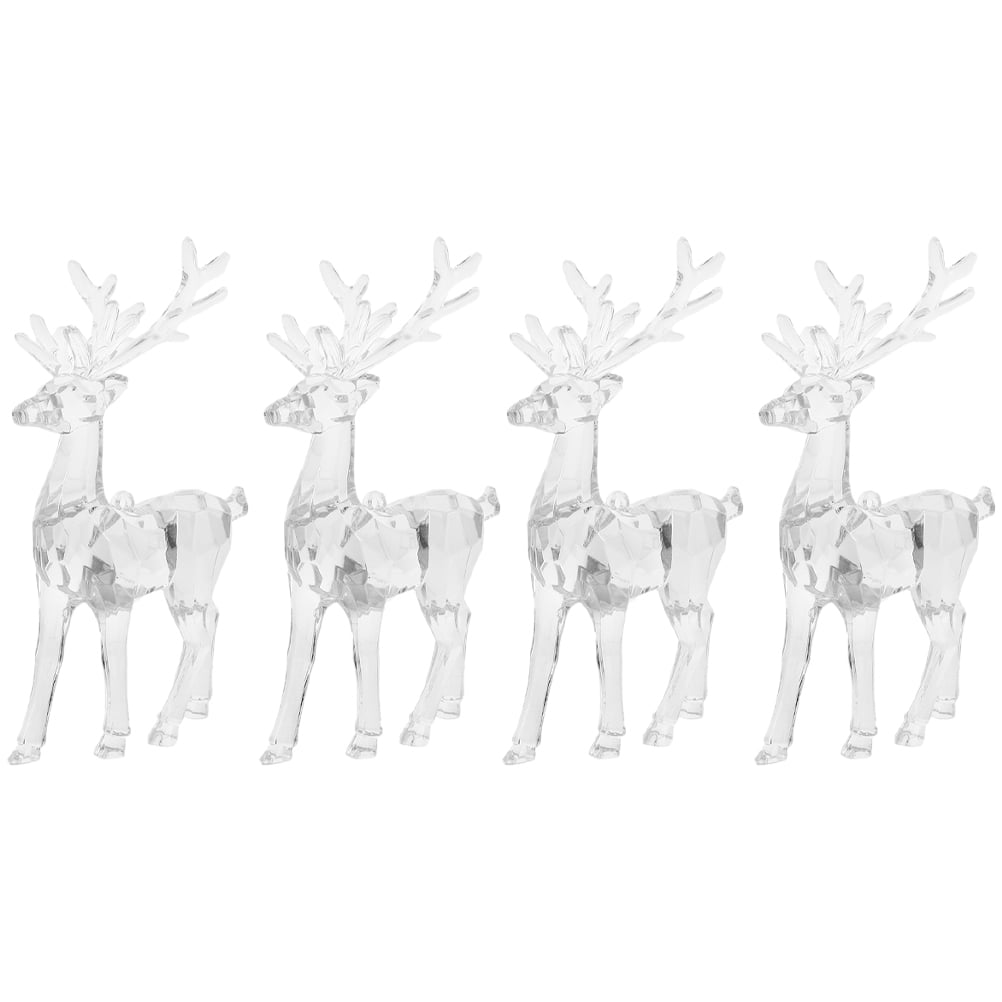 4pcs Acrylic Christmas Reindeer Ornament Holiday Party Deer Figurine ...