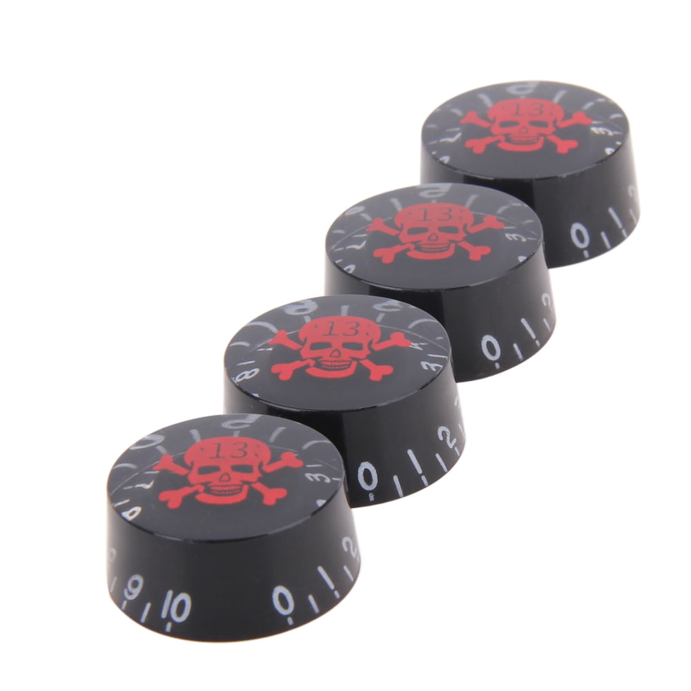 4pcs Acrylic Skull Head LP Electric Guitar Knob Tone Volume Cap Control ...