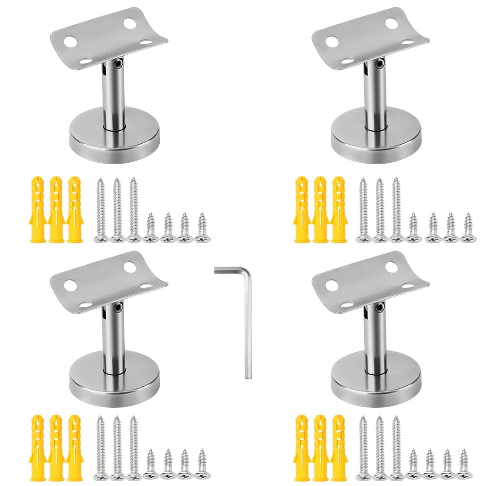 4pcs Adjustable 304 Stainless Handrail Brackets,Ground-Type Upright ...
