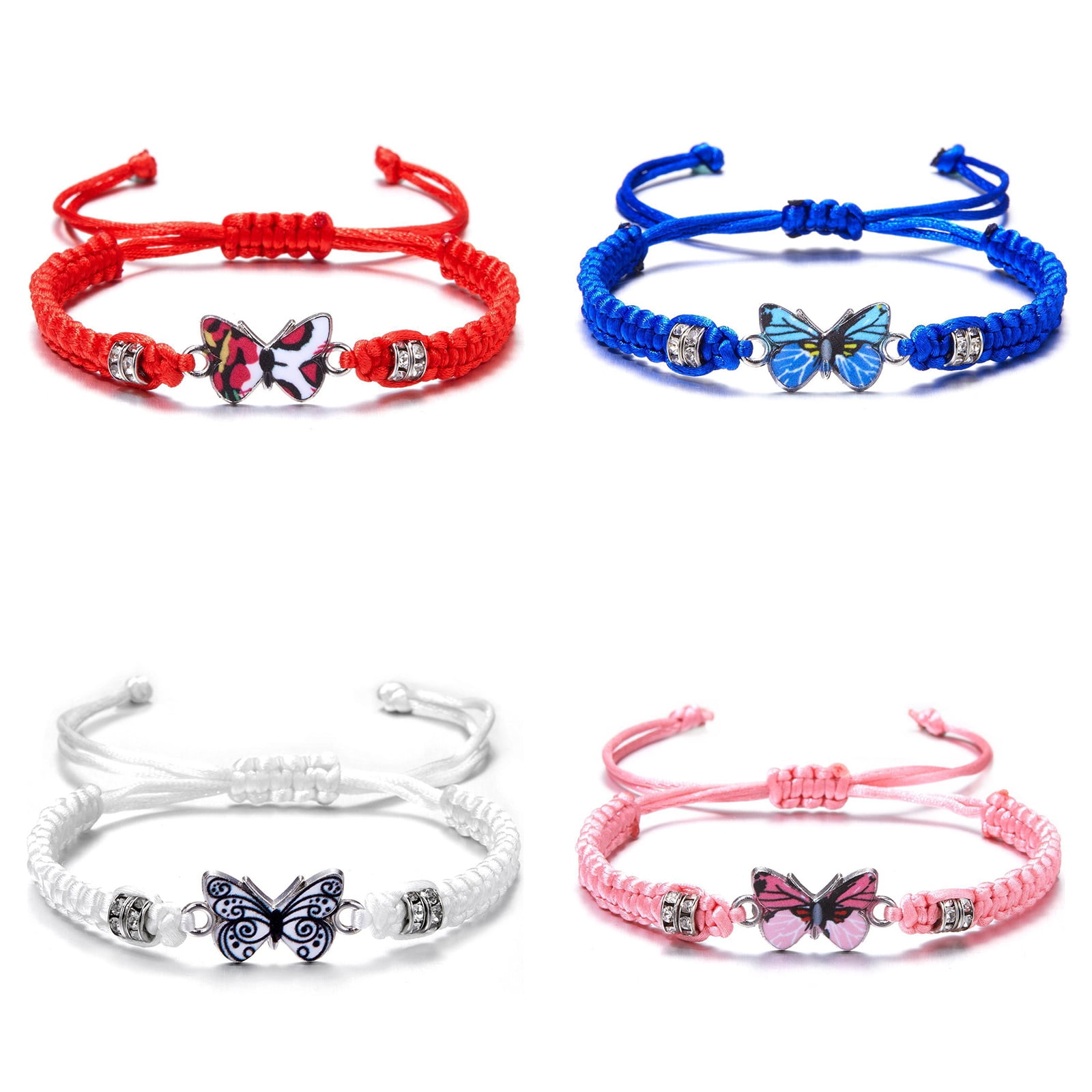 4pcs Adjustable String Butterfly Bracelets for Women Girls Colorful ...