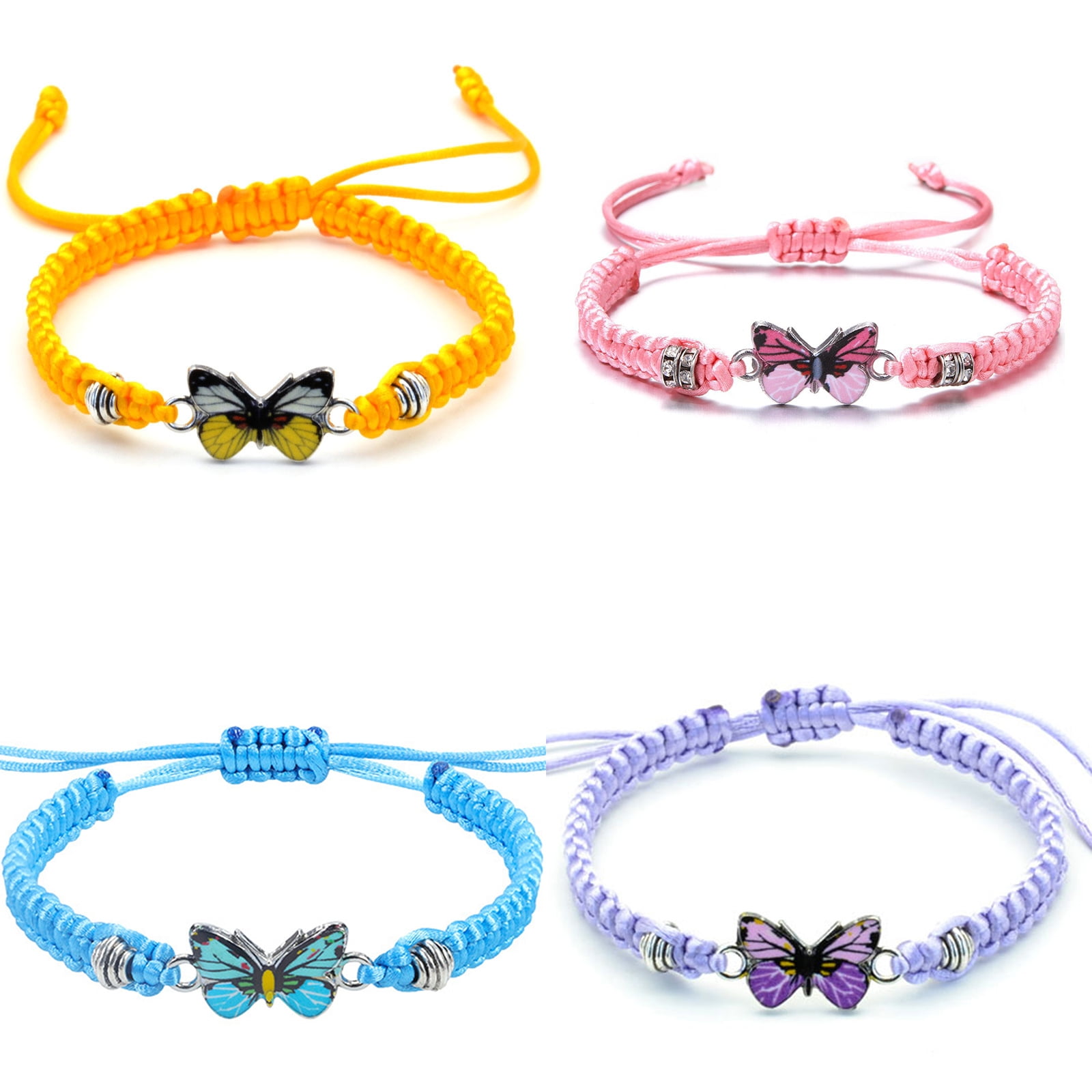 4pcs Adjustable String Butterfly Bracelets for Women s Colorful/Pink ...