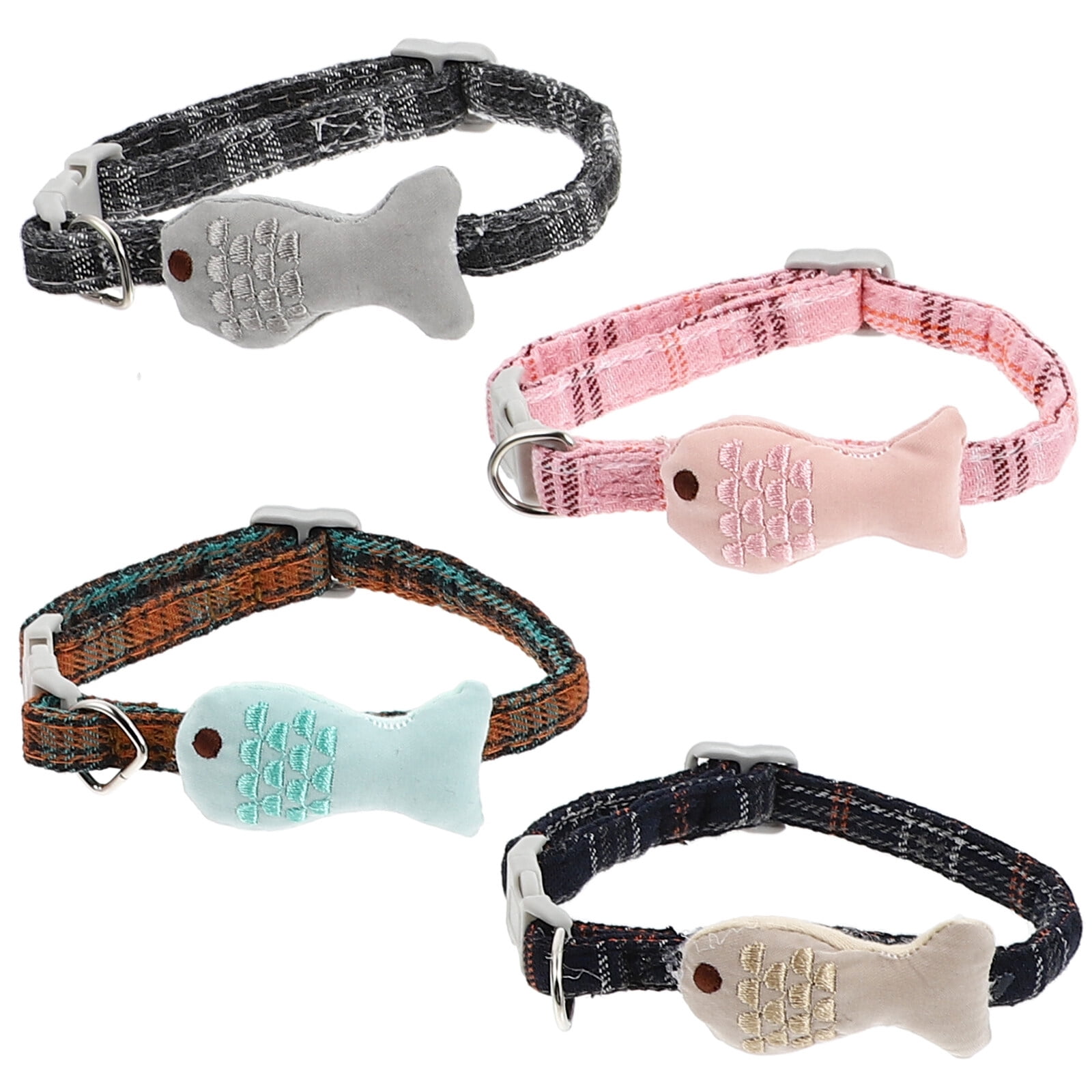 4pcs Adorable Cartoon Fish Cat Collar Adjustable Pet Collar Accessories ...