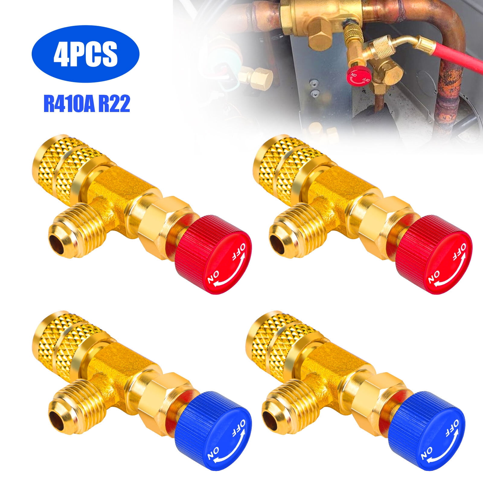 4pcs Air Conditioning Refrigerant Charging Valve, Safety Adapter for ...