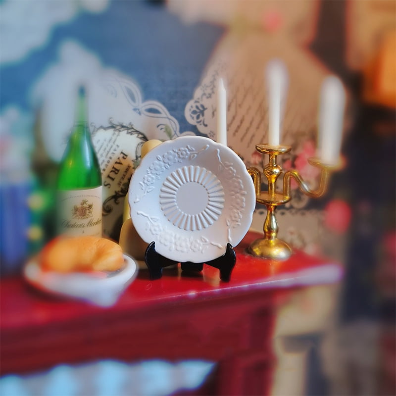 4pcs Alloy Round Dining Plates Miniature Ornaments for Garden Dollhouse ...