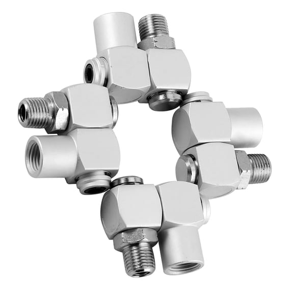 4pcs Aluminum 1/4" Universal 150PSI 360 Swivel Air Hose Connector ...