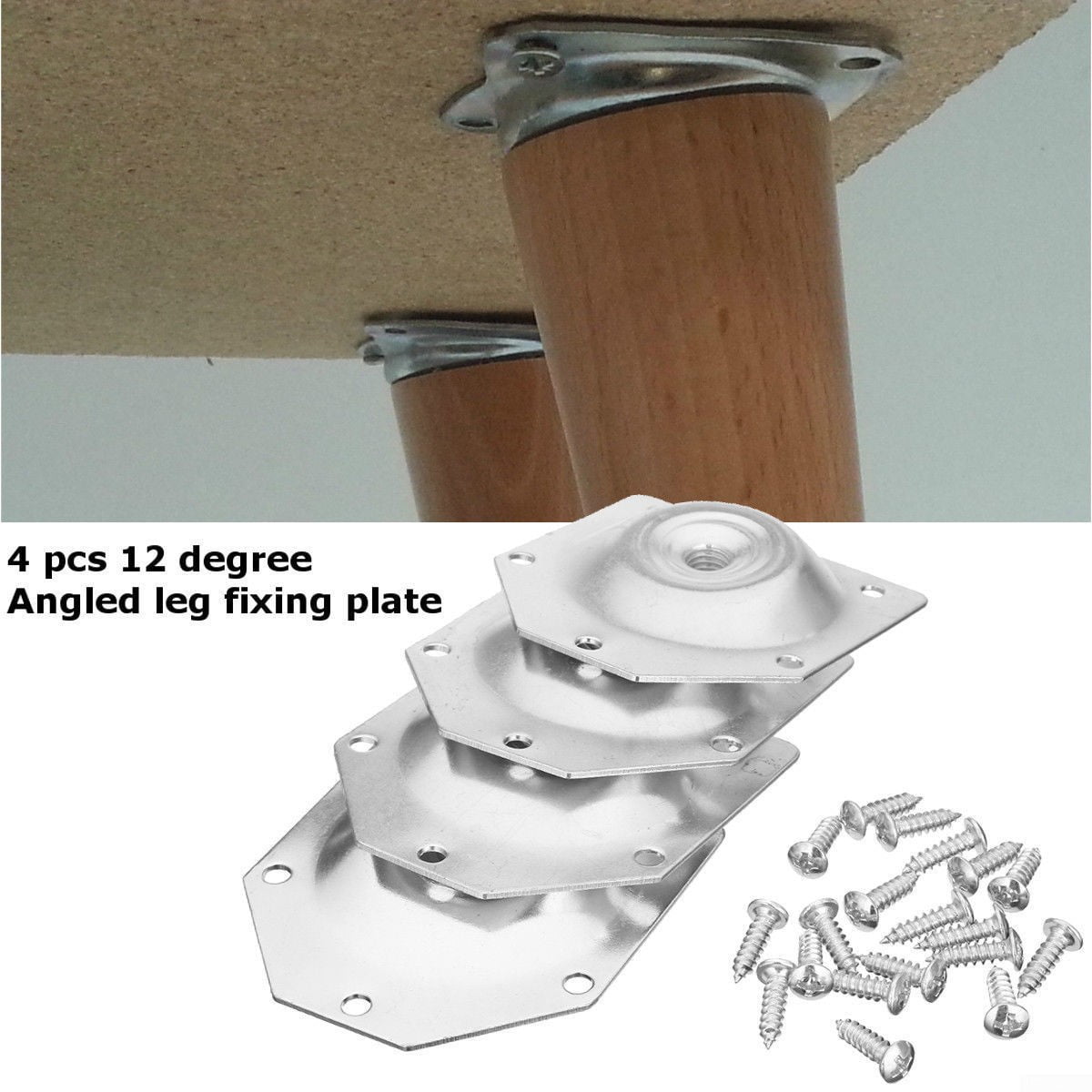4pcs Angled Legs Fixing Plate Bracket Furniture Table Feet Set W/Screws ...