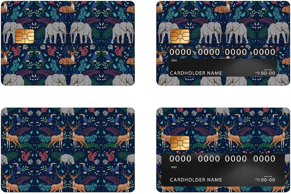 4pcs Animal Flower Card Skin Sticker Waterproof Slim Anti-wrinkling ...