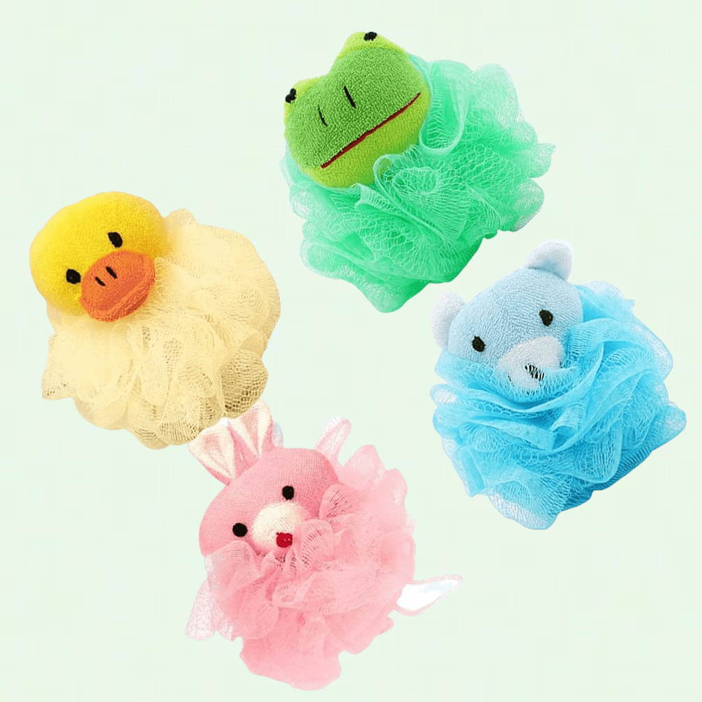 4pcs Animal Shaped Loofah Bath Sponges for Kids - Walmart.com
