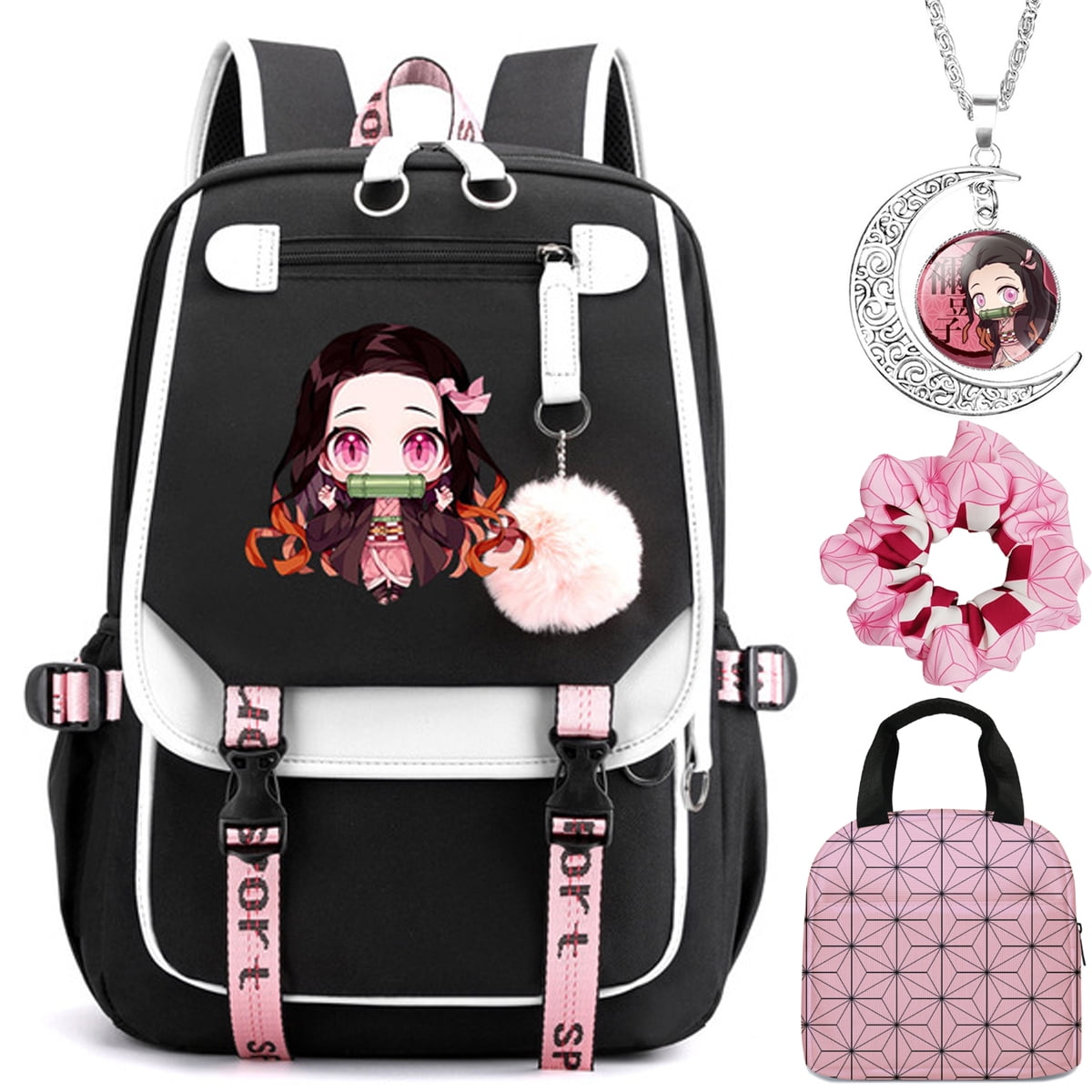 4pcs Anime Demon Slayer Nezuko School Backpack kits - Walmart.com