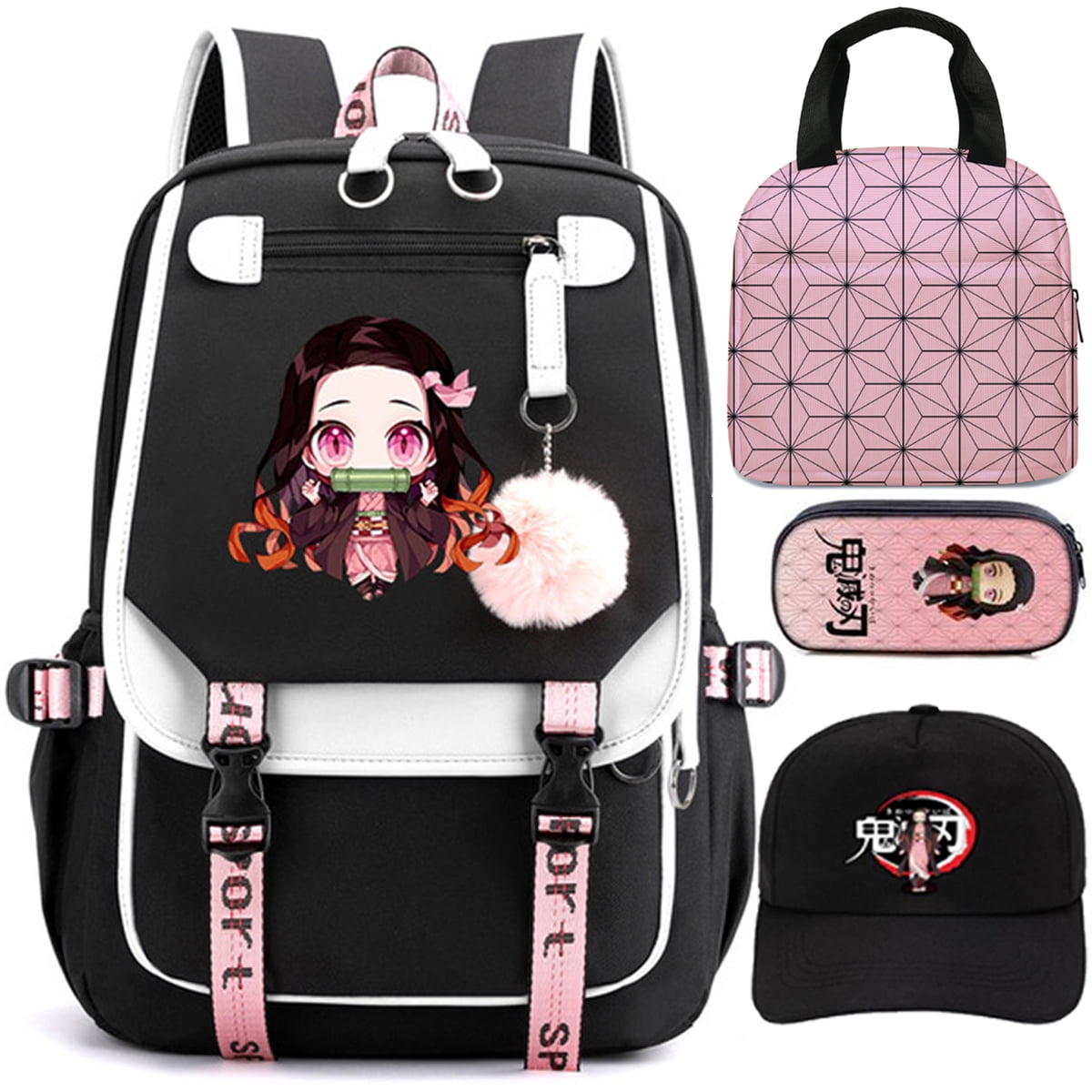 4pcs Anime Demon Slayer Nezuko School Backpack kits - Walmart.com