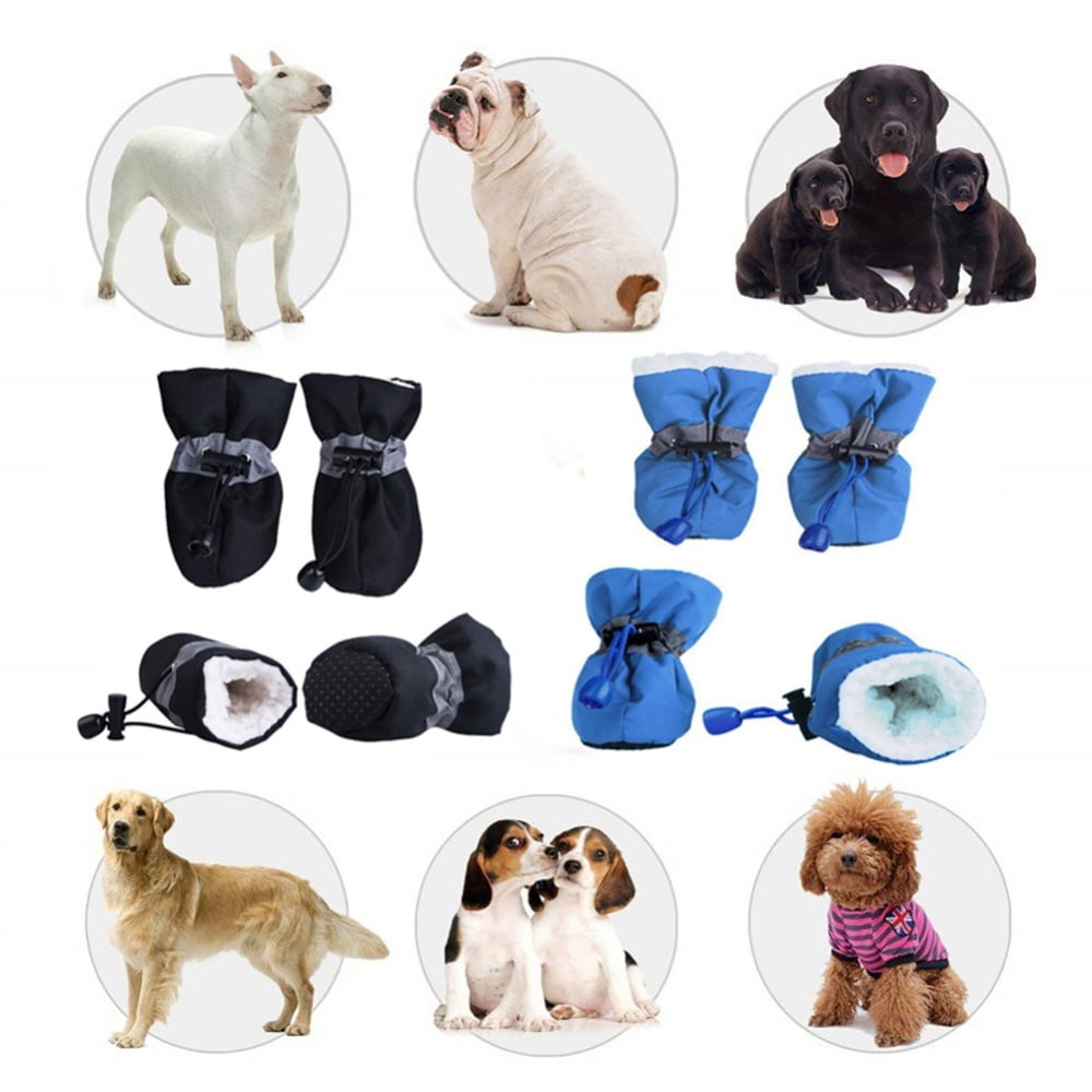 4pcs Antiskid Puppy Shoes Pet Soft-soled Dog Shoes Winter Prewalkers ...