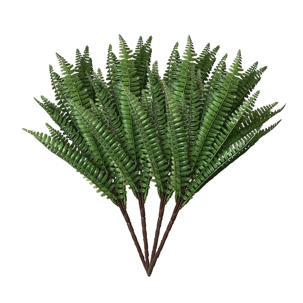 4pcs Artificial Fern-leaf Greenery Plant Plastic Leaves Plant Indoor ...
