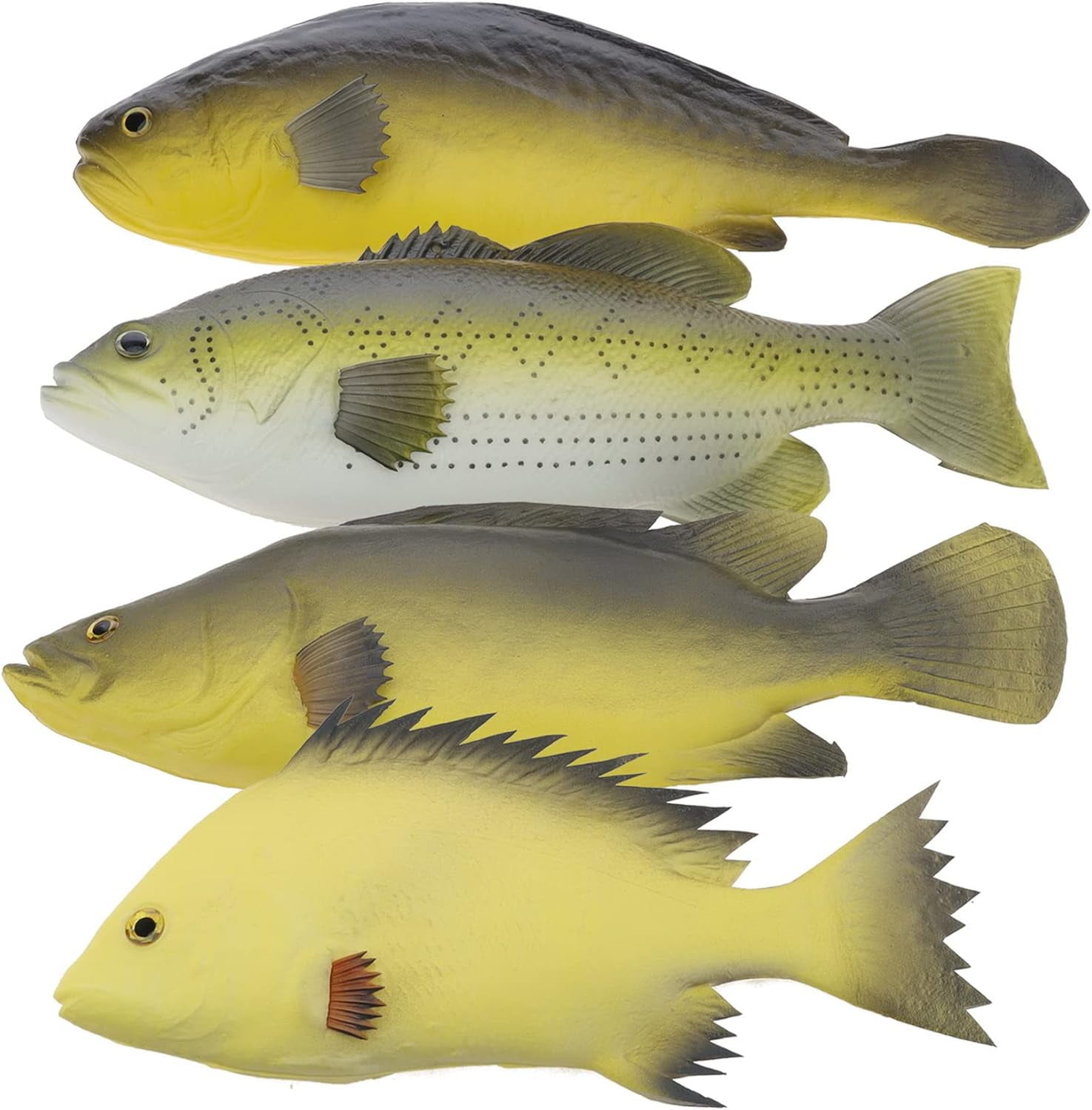 4pcs Artificial Fish Lifelike Anima Model Fake Yellow Croaker Trout ...