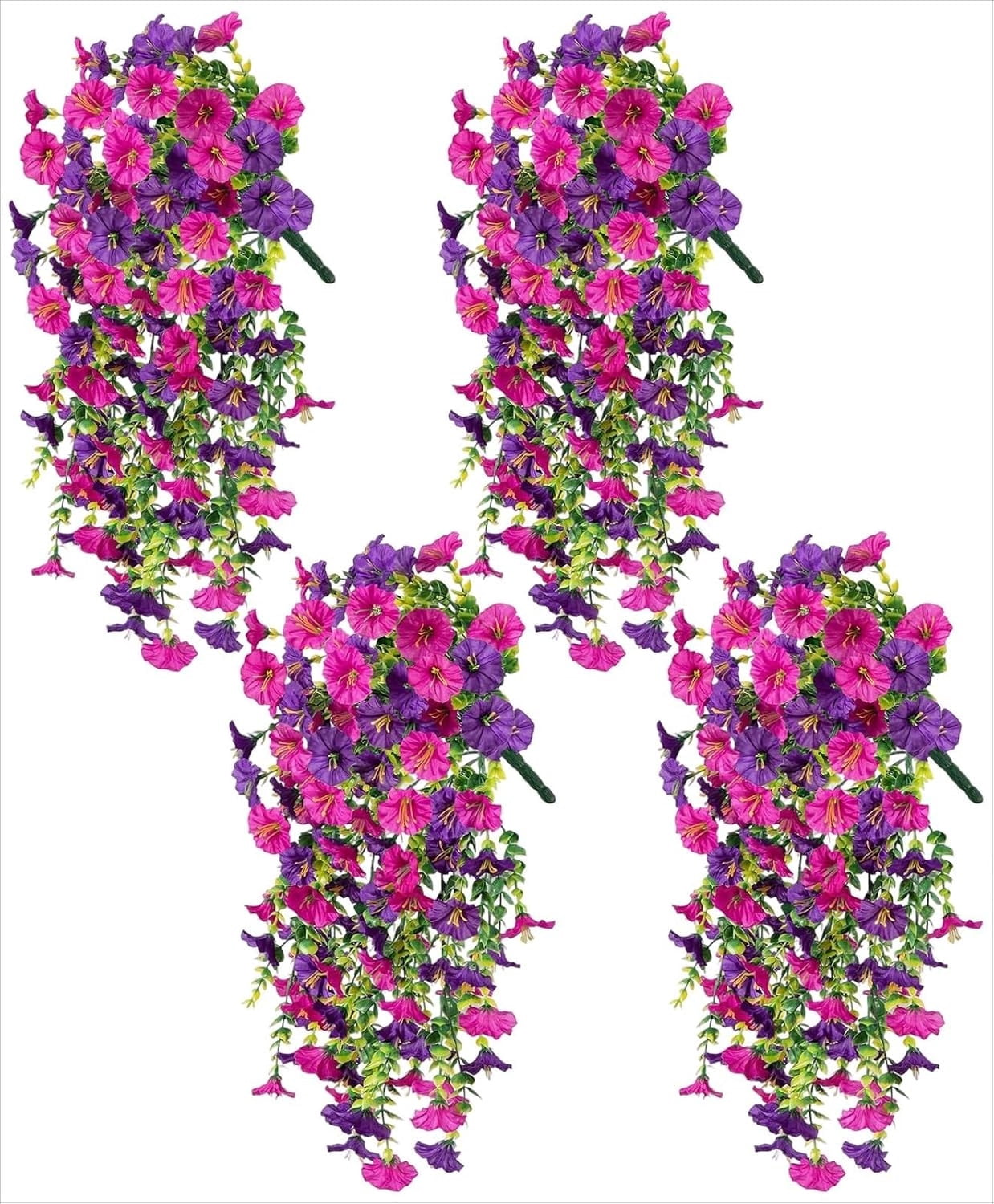 4pcs Artificial Morning Glory Flowers for Outdoors UV Resistant, 31.5 ...