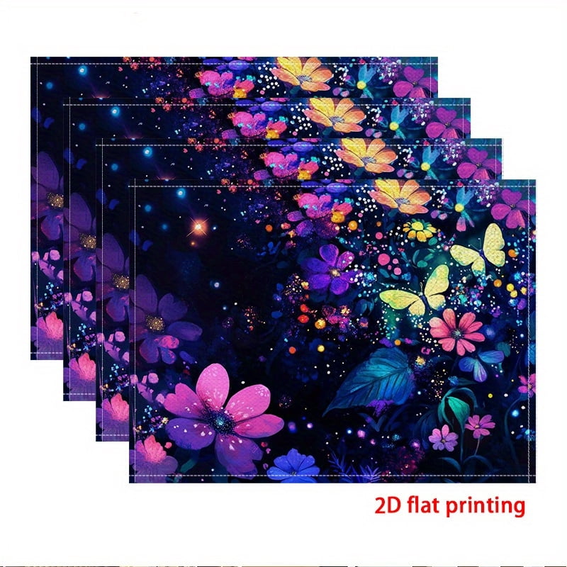 4pcs, Attractive butterflies and flowers Pattern placemats, fashion ...