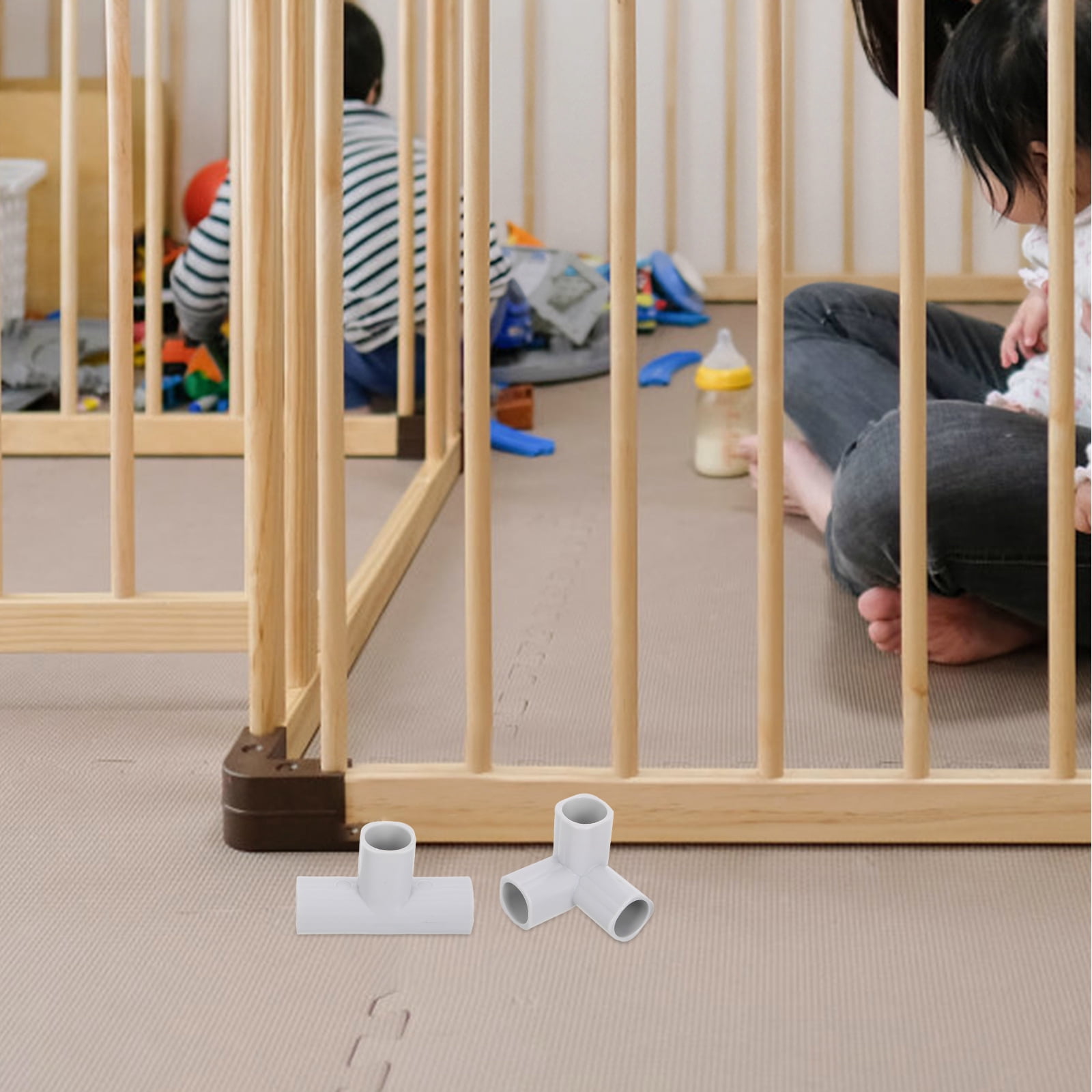 4pcs Baby Playpen T Connector T-Shaped Joint and 3-Way Baby Playpen ...