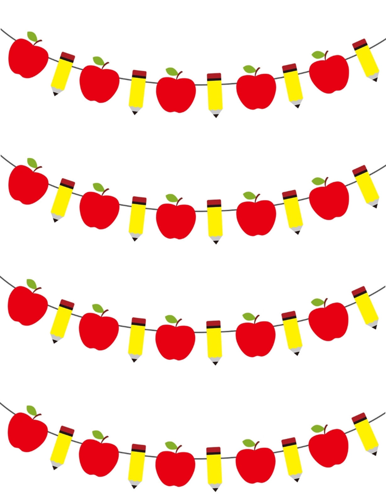 4pcs Back to School Garland - Large, No DIY | Apples Pencil Garland for ...