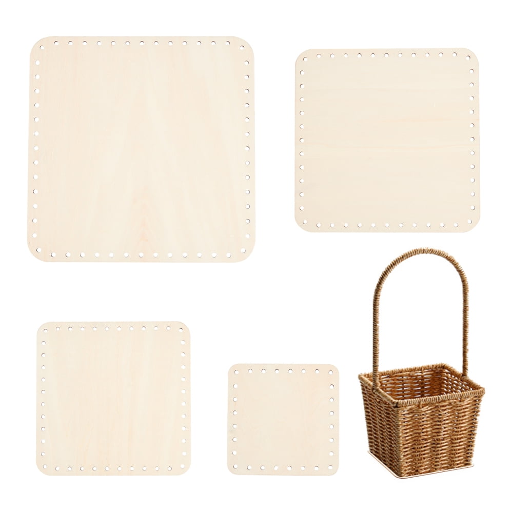 4pcs Basket Bottom for Rattan Square Wooden Basket Base Set Basket Cane ...