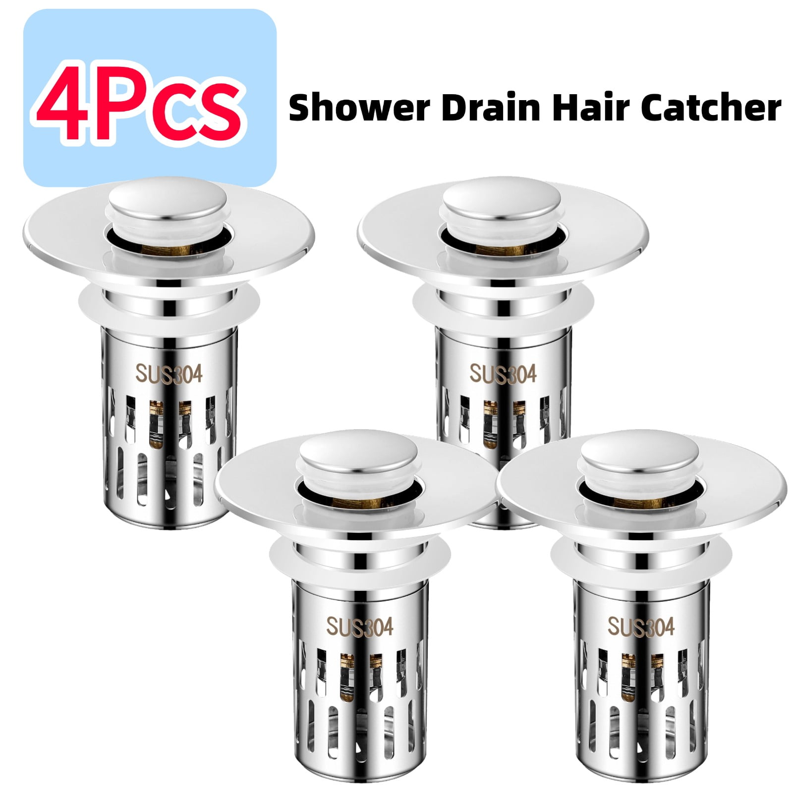 4pcs Bathroom Sink Stopper, Basin Pop Up Bathroom Sink Drain Strainer ...