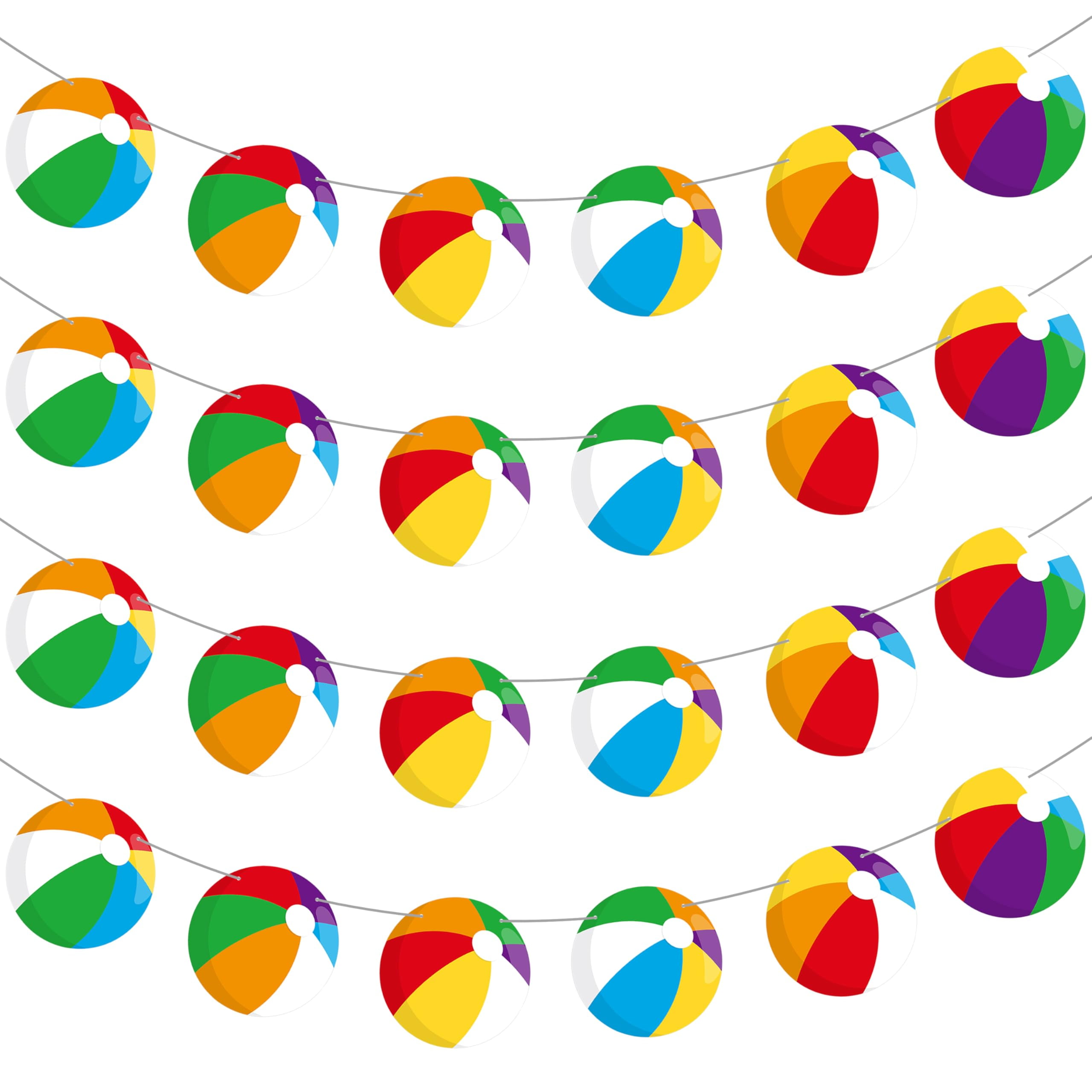 4pcs Beach Ball CORNET Banners Summer Beach Birthday Party Decorations ...