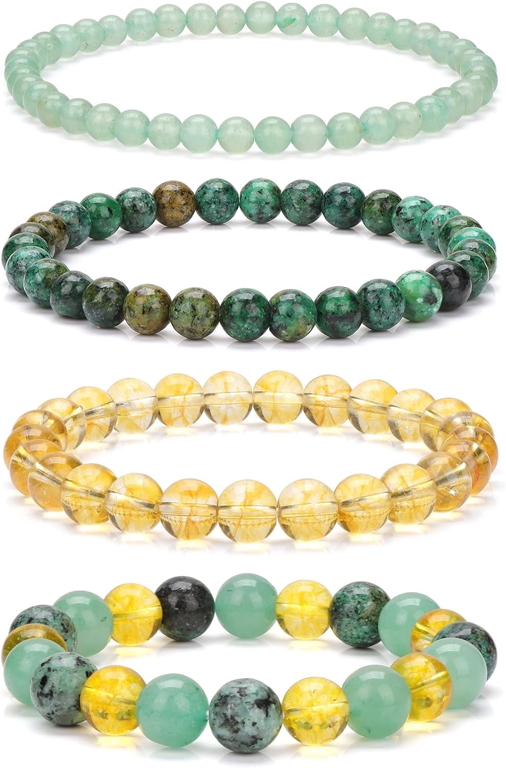 4pcs Beaded Bracelets for Women,Natural Healing Crystal Gemstones ...