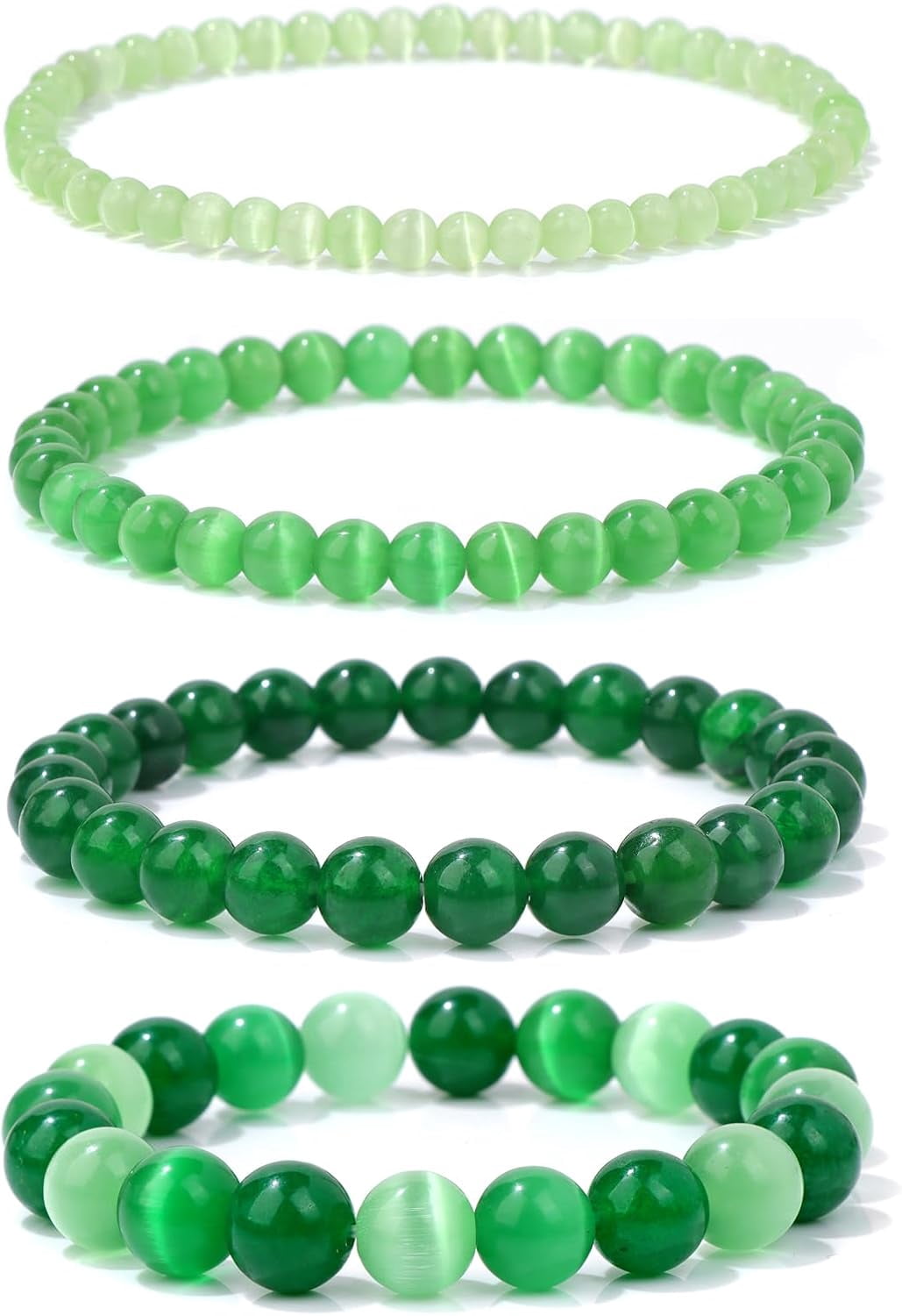 4pcs Beaded Bracelets for Women,Natural Healing Crystal Gemstones ...