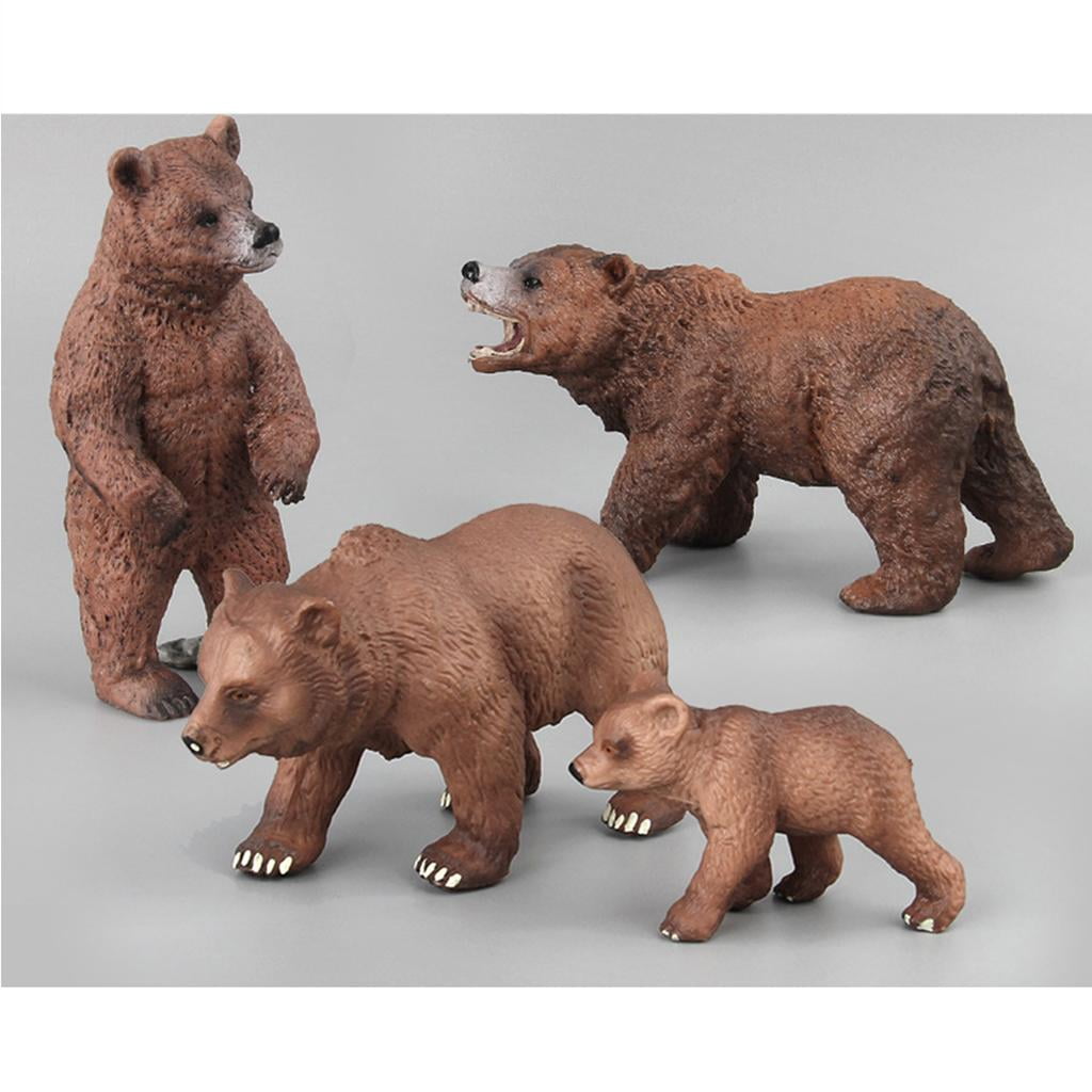 4pcs Bear Family Mini Animal Decoration Figures - Hand Painted Model ...