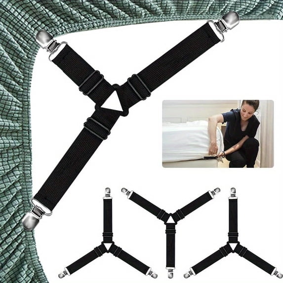 4pcs Bed Sheet Clip Adjustable Bed Sheet Grippers Belt Fastener Bed ...