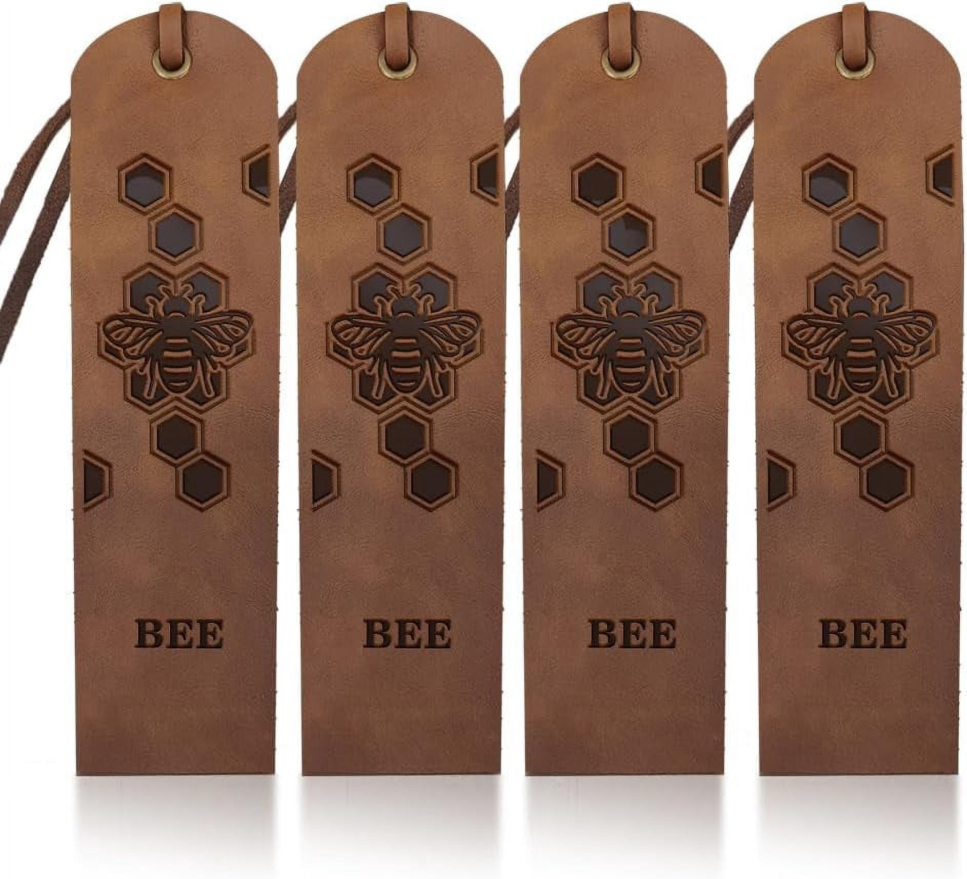 4pcs Bee Leather Bookmark 2×7inch Honeycomb Bookmark Gift Vintage Honey ...