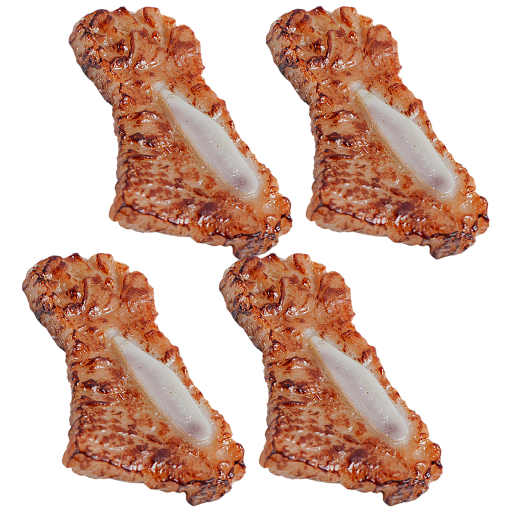 4pcs Beef Meat Models Simulation Steak Ribs Display Model Pretend Play ...