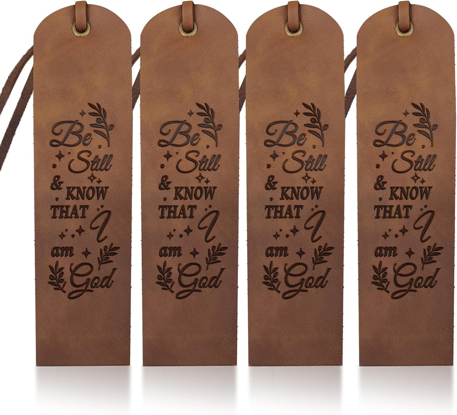 4pcs Bible Verse Olive Leaf Leather Bookmarks 2×7inch Vintage Star ...