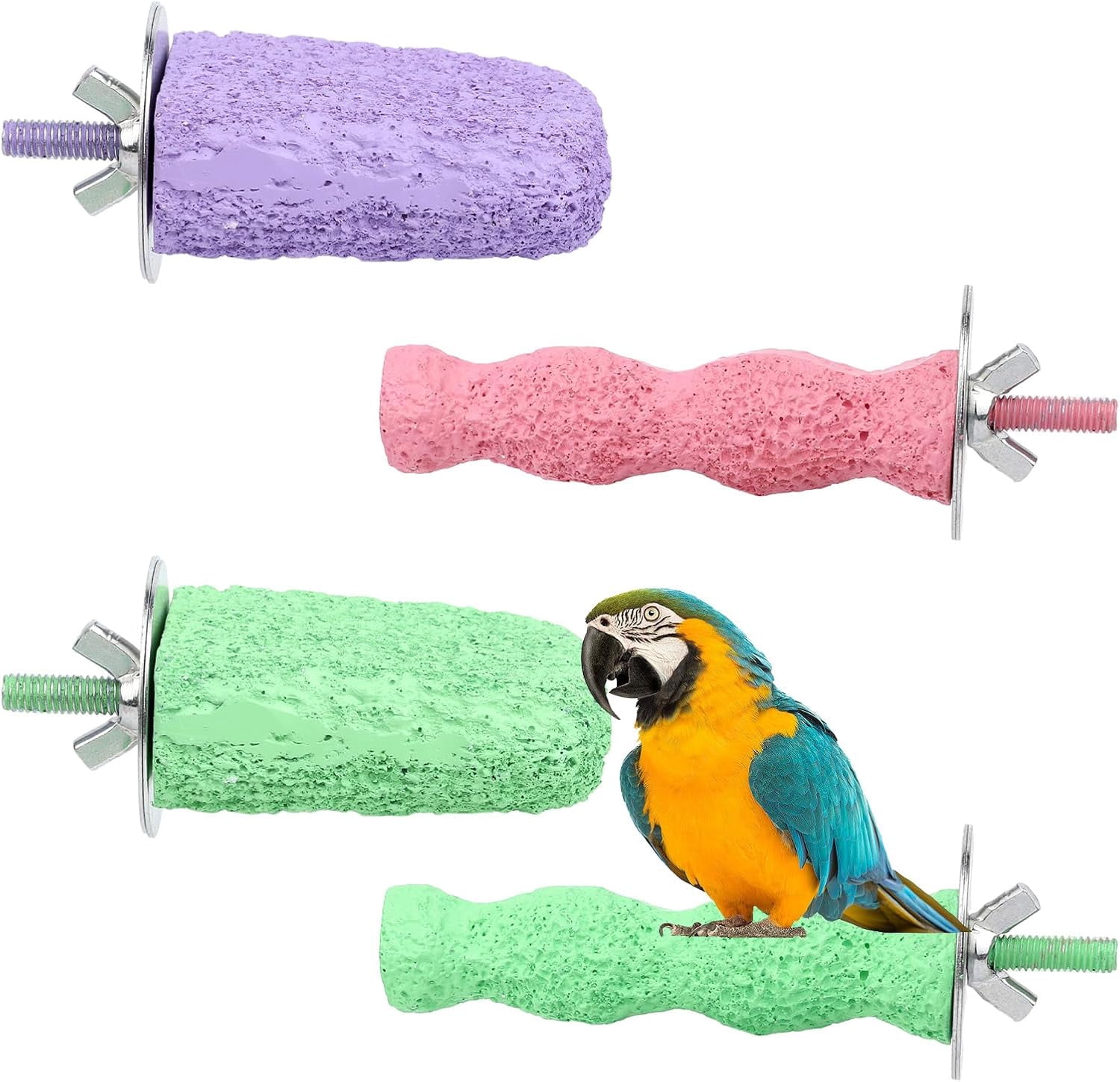 4pcs Bird Beak Grinding Stones, Anti-Slip Parrot Stand Bird Claw ...